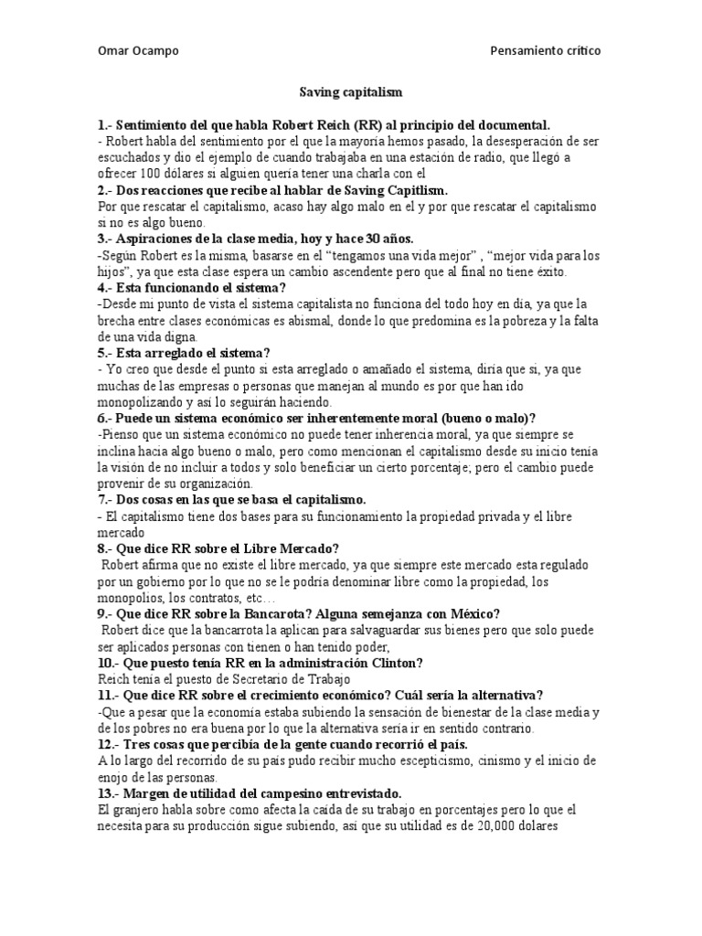 Saving Capitalism | PDF