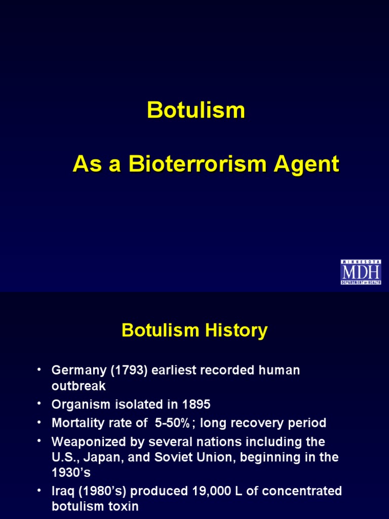 Botulism As A Bioterrorism Agent | PDF | Botulinum Toxin | Clinical ...