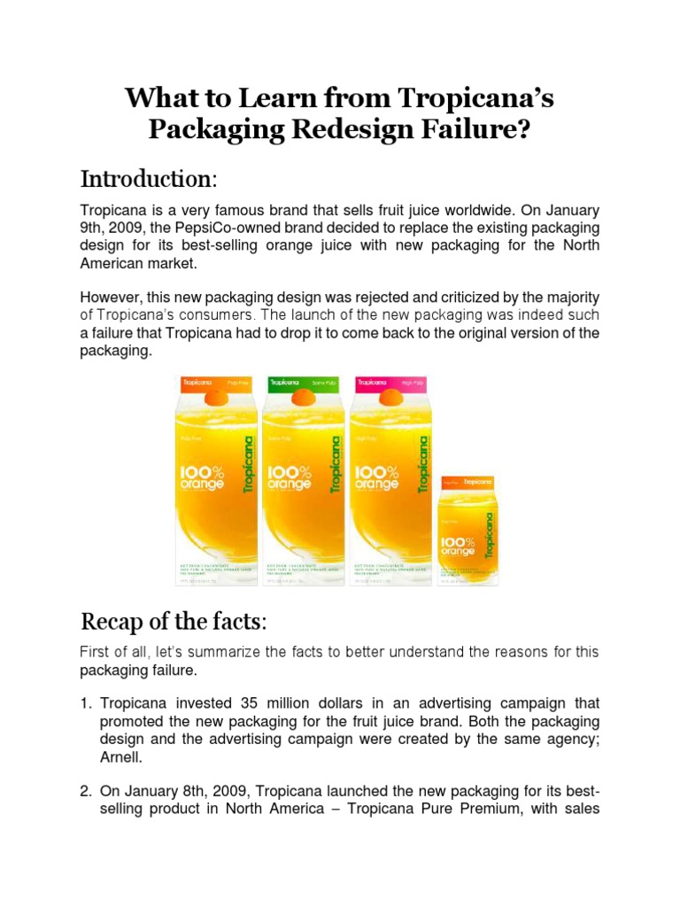 Tropicana S Packaging Redesign Failure Pdf Brand Advertising