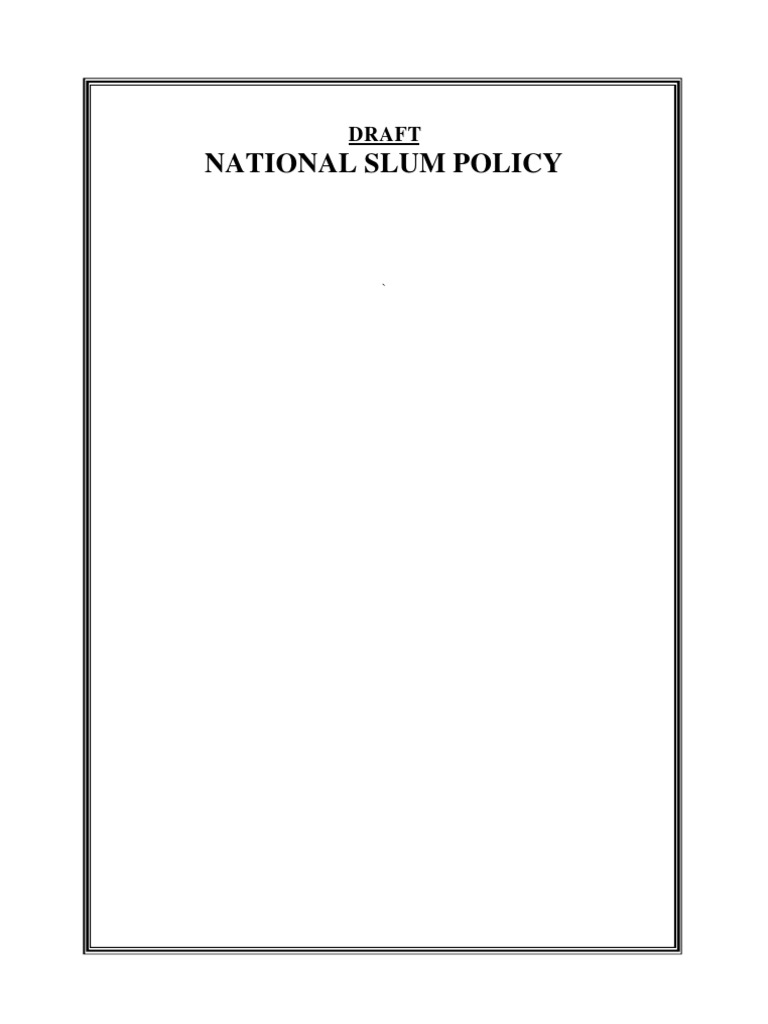 National Slum Policy | PDF | Slum | Sanitation