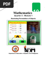 Math10 - q3 - Module 1 - Illustrating Permutation of Objects - v2 | PDF | Permutation | Facilitator