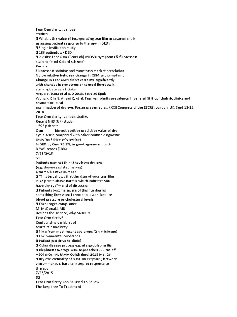 Tear Osmolarity | PDF | Contact Lens | Medicine