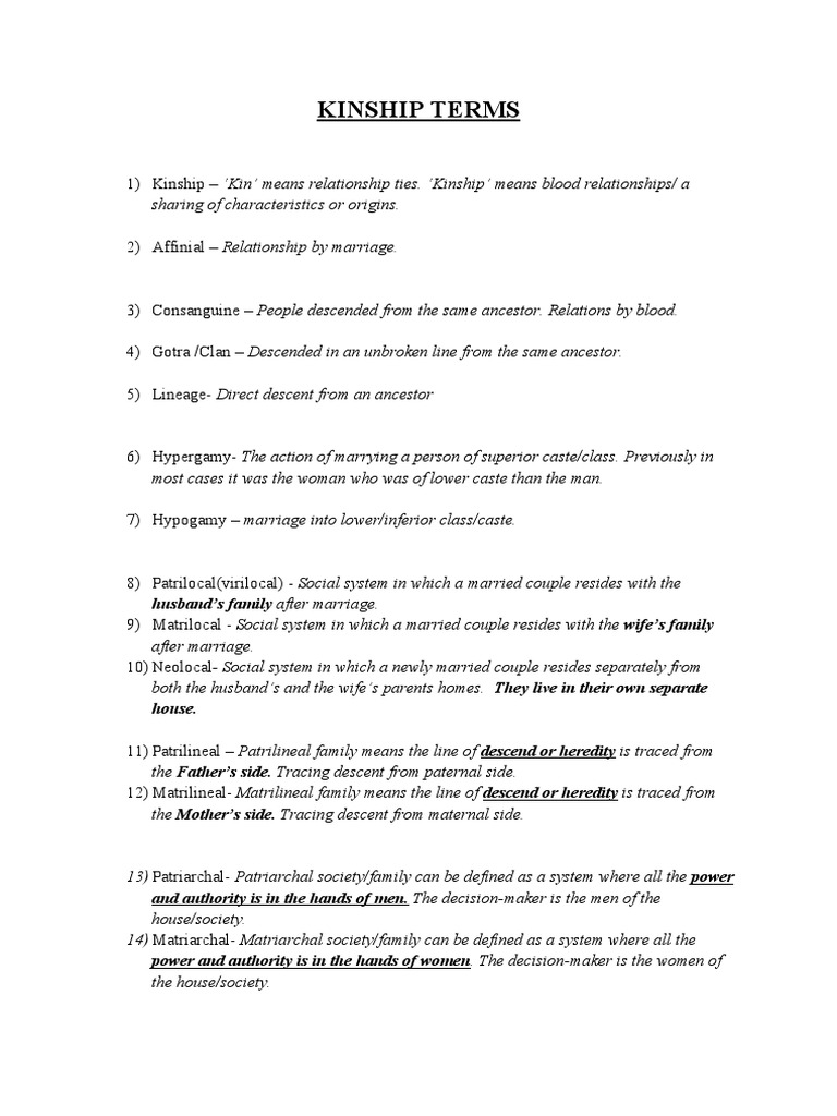 KINSHIP TERMS + Iravati Karve | PDF | Kinship | Family