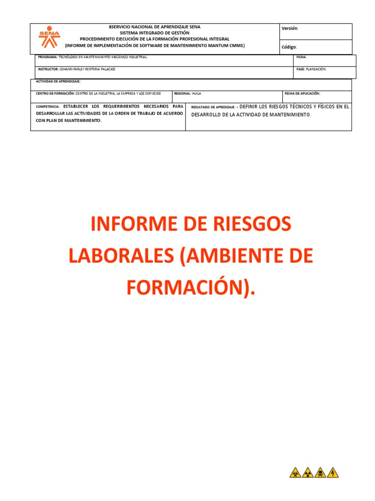 Informe de Riesgos Laborales | PDF