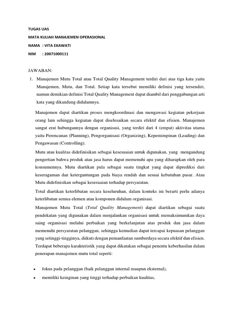 Uas Mo - Vita Ekawati - 111 | PDF