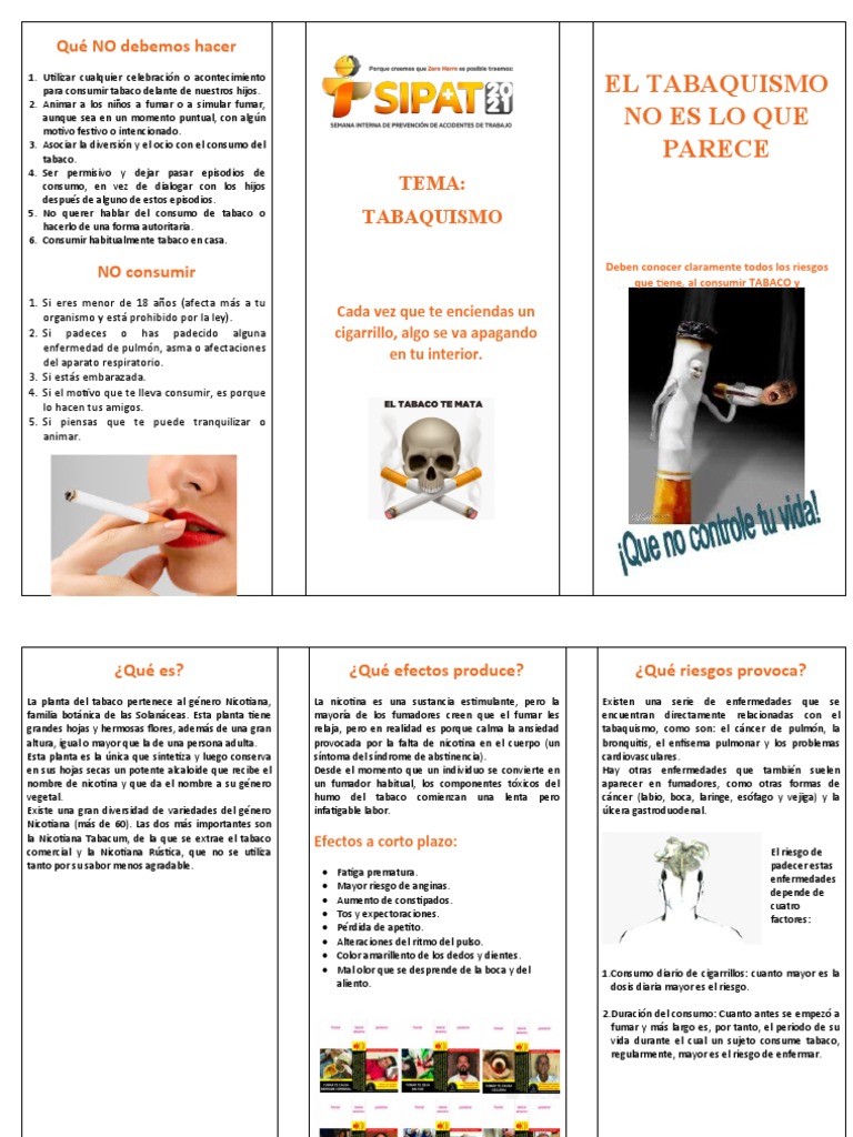 Triptico Sobre Tabaco | PDF | Nicotina | Adicción