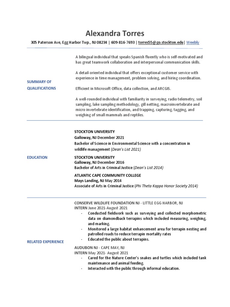 Torres Resume | PDF | Natural Environment
