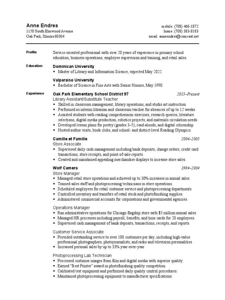 Anne Endres: Dominican University | PDF | Libraries | Retail