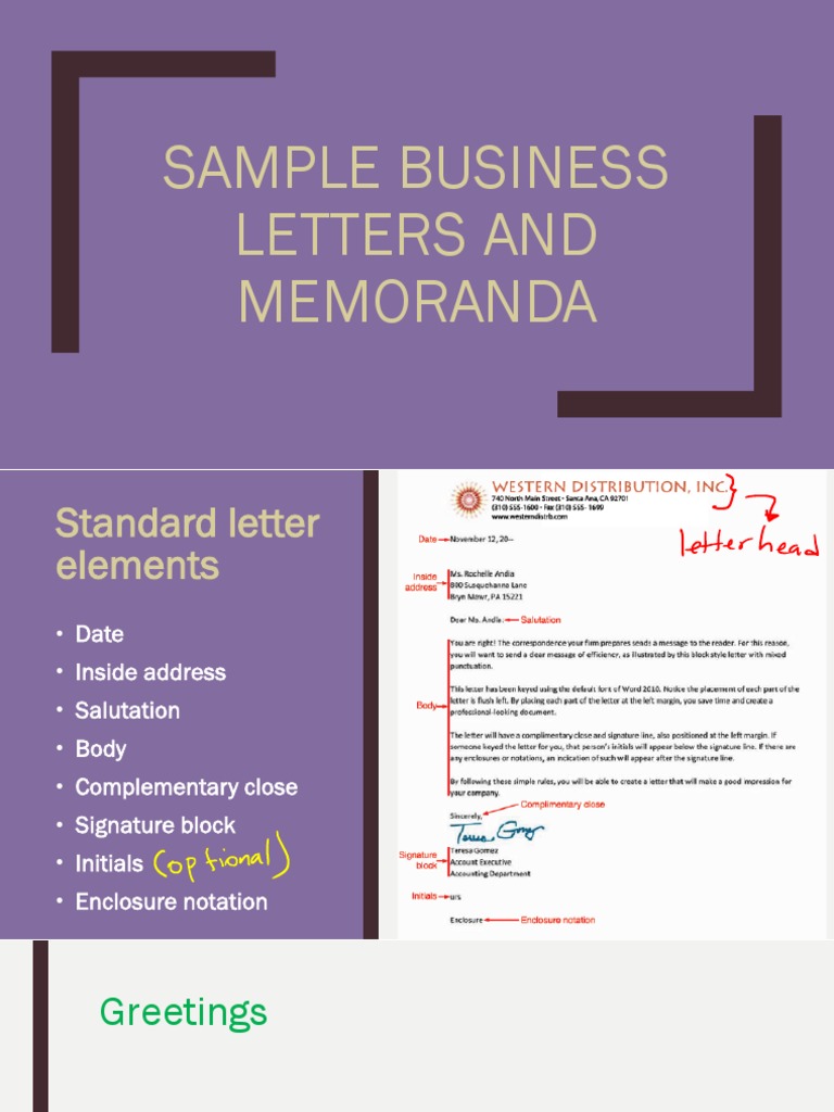 Sample Business Letters and Memoranda | PDF