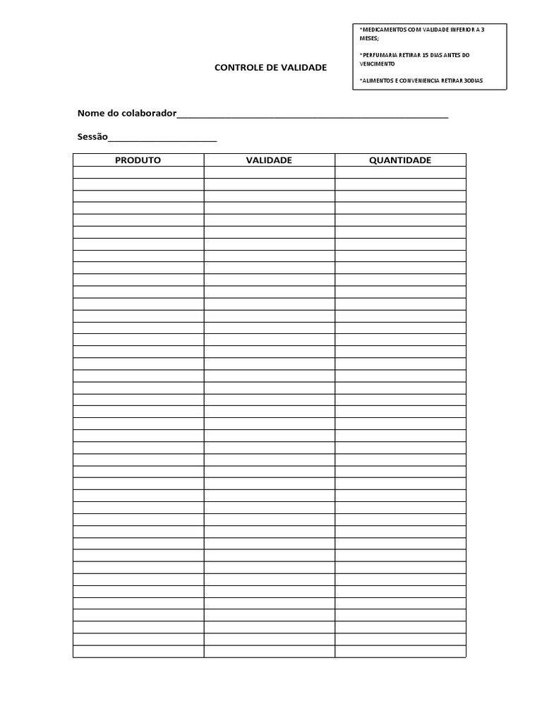 Controle de Validade | PDF