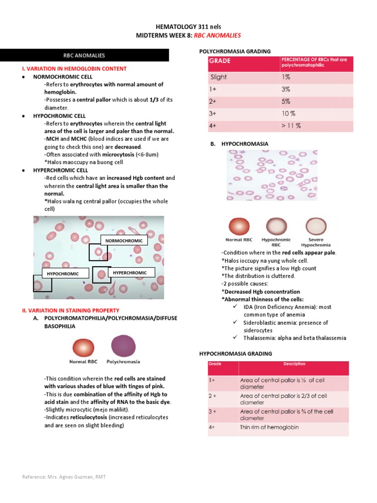 RBC Anomalies: I. Variation in Hemoglobin Content | PDF | Anemia | Red ...
