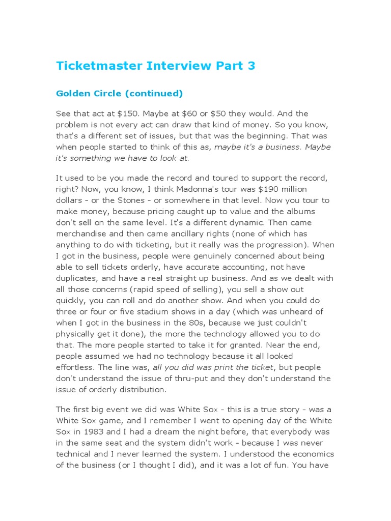 Ticket Master Interview Part 3 | PDF