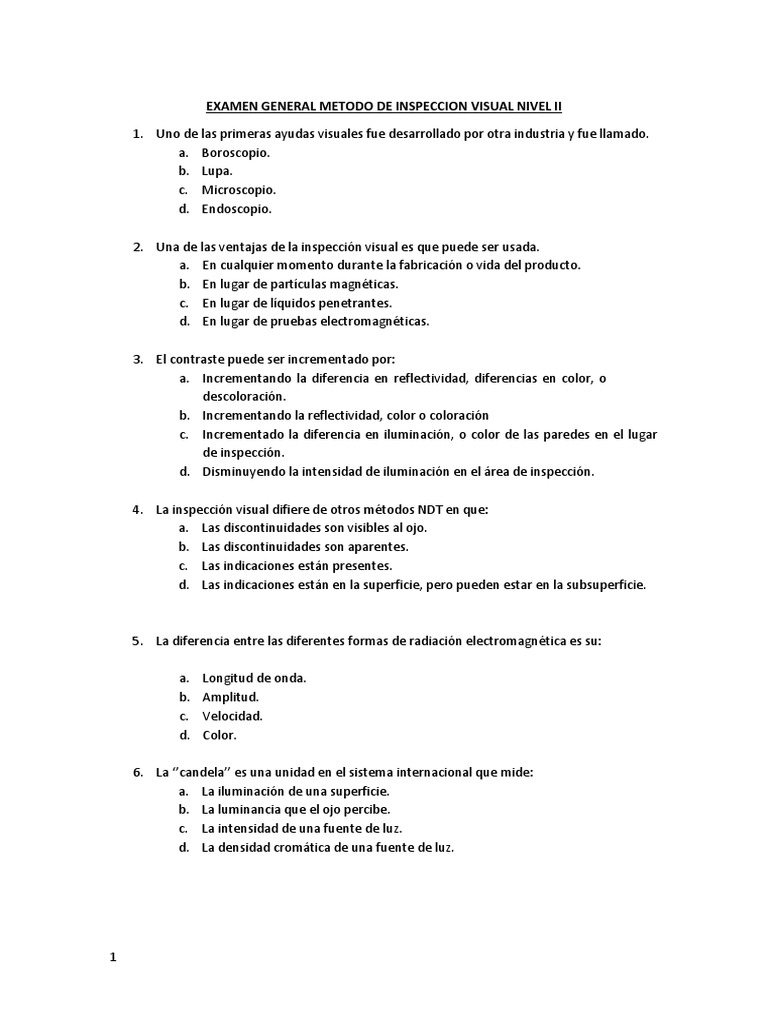 General Metodo de Inspeccion Visual Nivel II | PDF | Color | Física