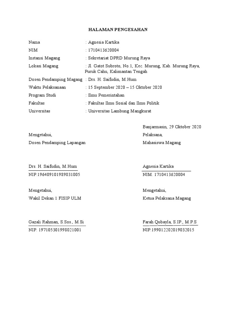 Laporan Magang Agnesia Kartika | PDF