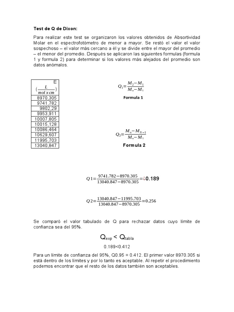 Test de Q de Dixon | PDF | Estadísticas | Método científico