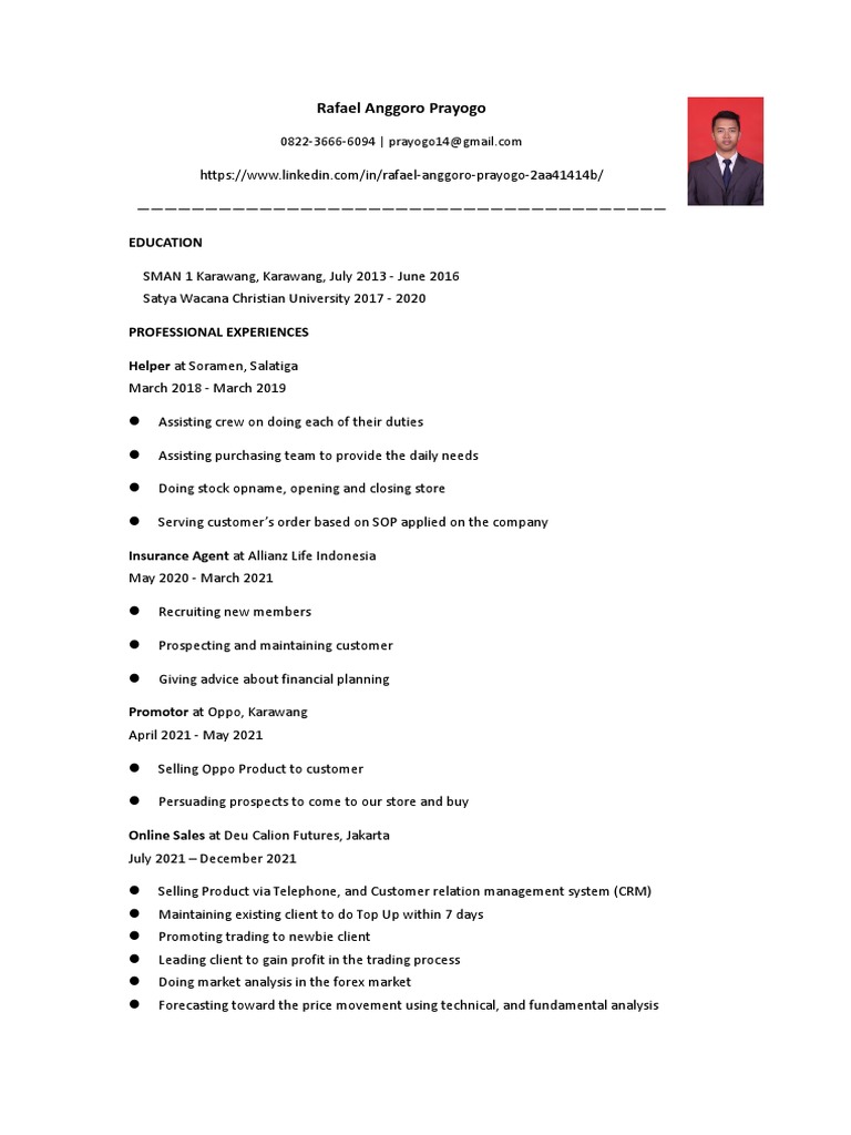 CV Rafael Anggoro Prayogo | PDF | Business