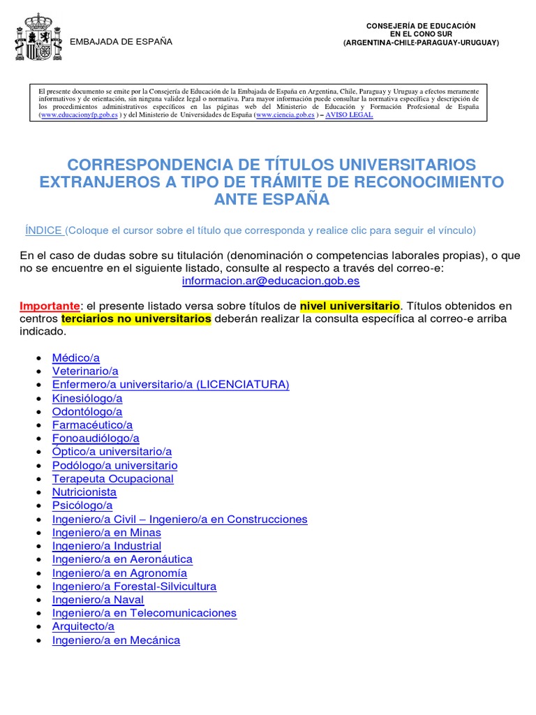 Correspondencias de T Tulo A TR Mite de Reconocimiento Espa Ol | PDF
