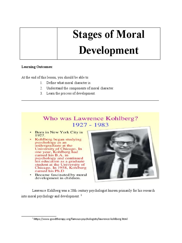 Stages of Moral Development: Learning Outcomes | Download Free PDF ...