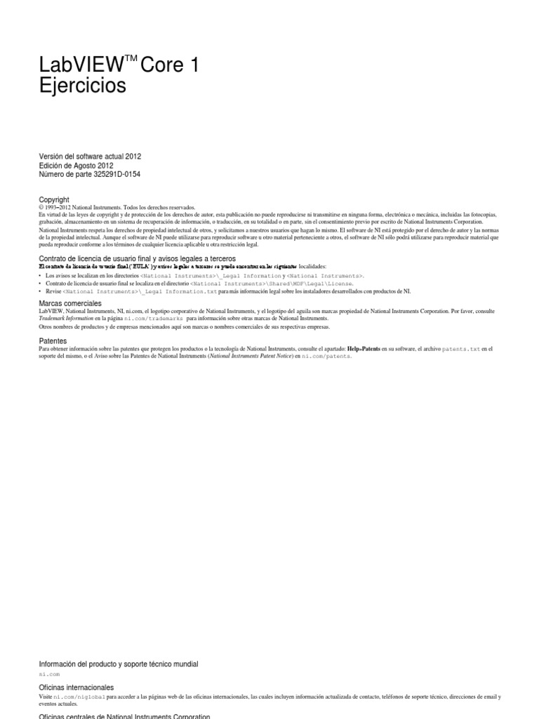 LabVIEW Core 1 Exercise Guide | PDF | Ventana (informática) | Propiedad intelectual