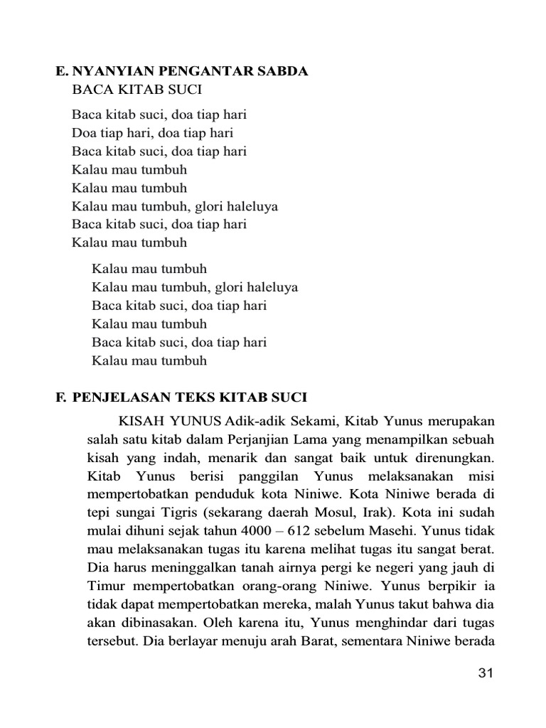 Lirik dan Materi Baca Kitab Suci | PDF