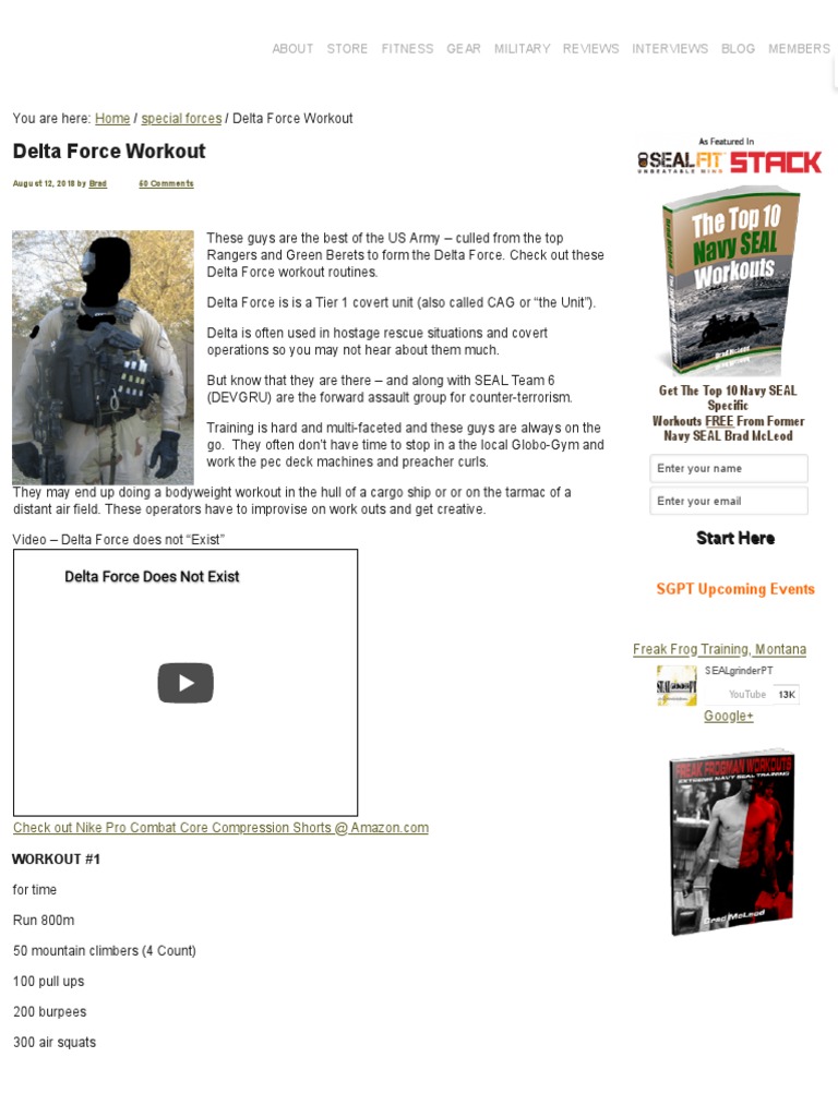 Delta Force Workout - Sealgrinderpt | PDF