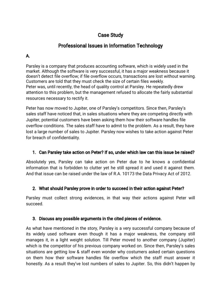 Case - Study - Professional Issues in Information Technology | PDF