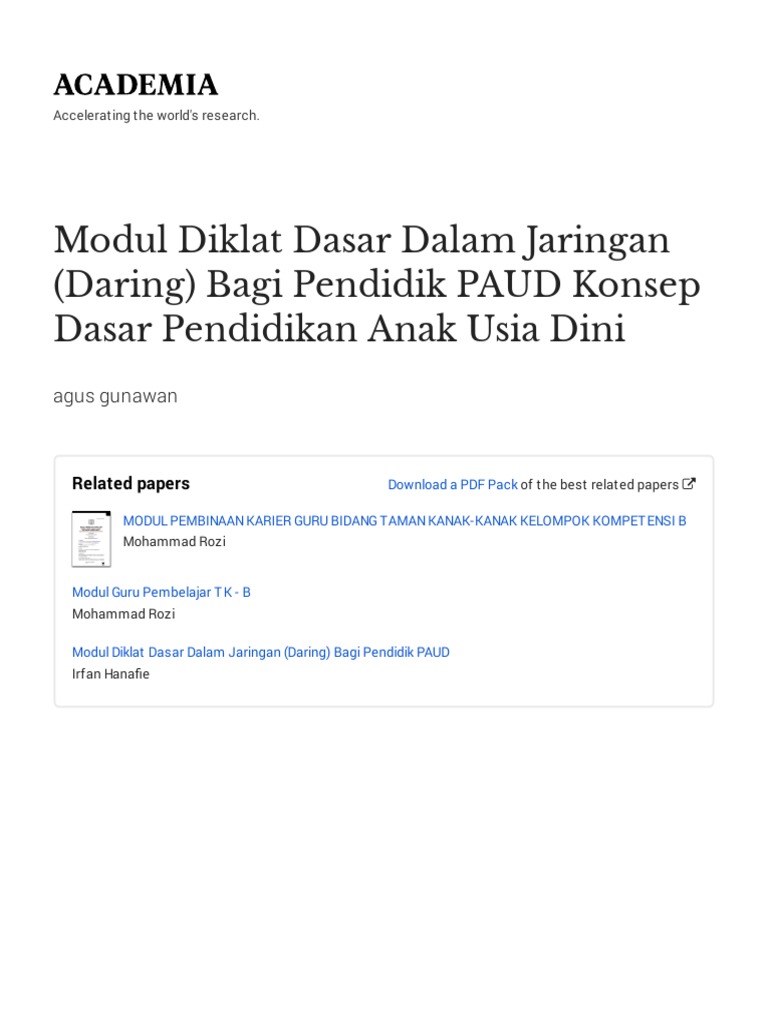 Modul PAUD: Dasar dan Panduan Daring | PDF