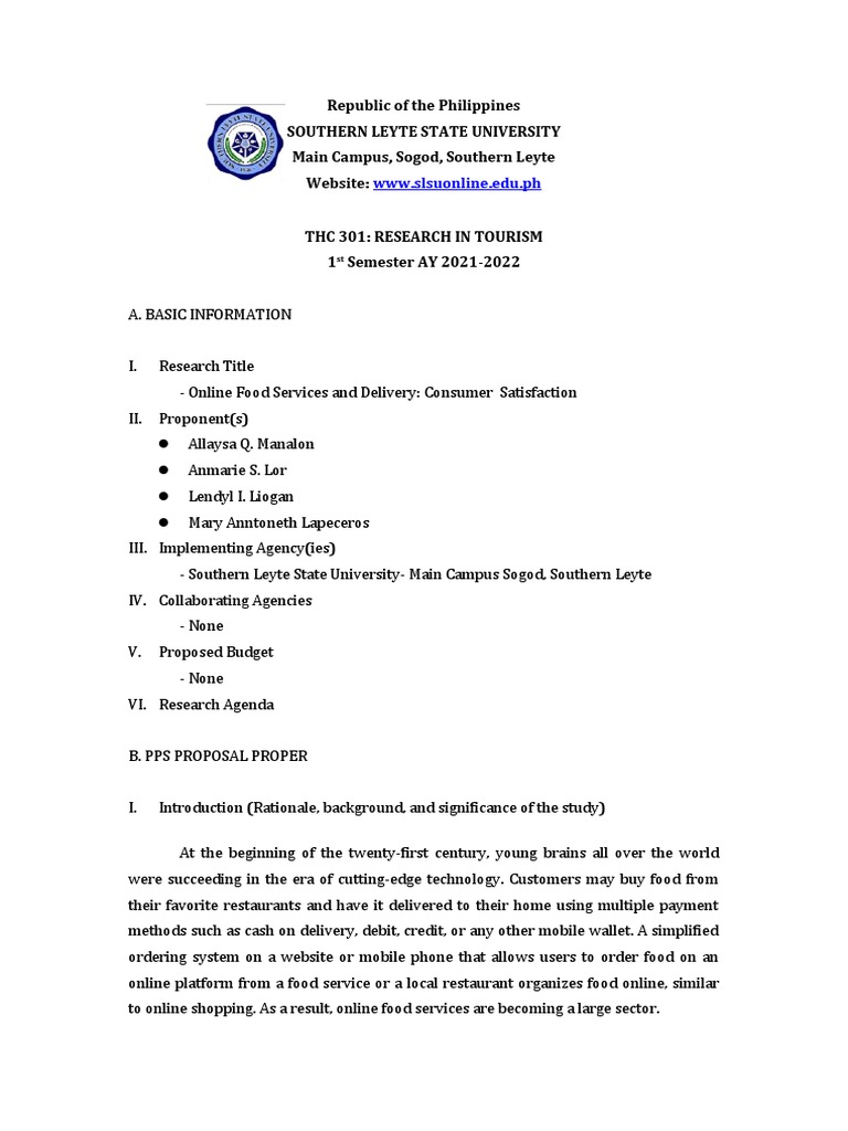 TPC301 Research Proposal Manalons Group BSTM 3a | Download Free PDF ...