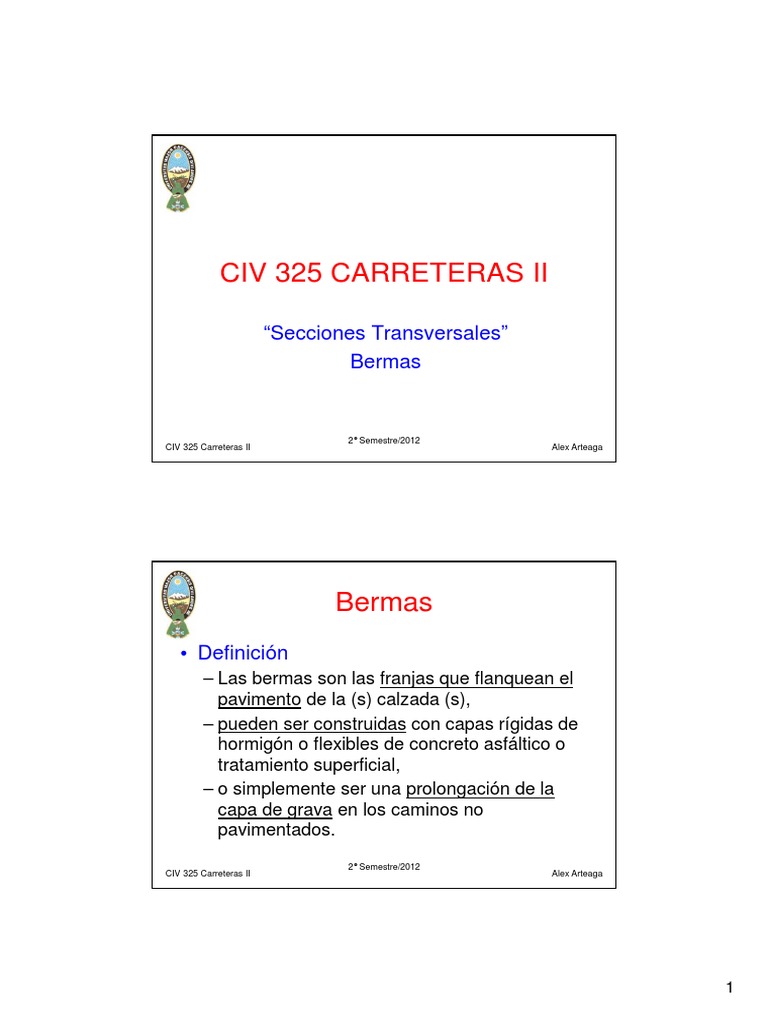 Definición y Función de Bermas en Carreteras | PDF | Hormigón
