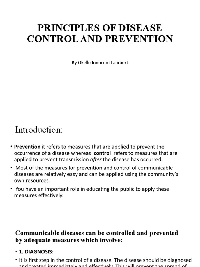 Principles of Disease Control and Prevention | PDF | Infection ...
