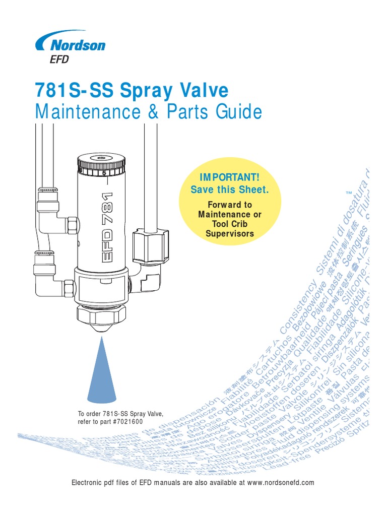 781S-SS Spray Valve: Maintenance & Parts Guide | PDF | Valve | Piston