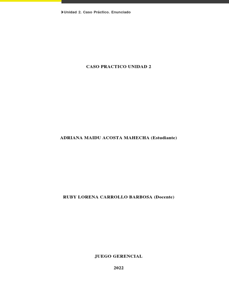 Juego Gerencial - Caso Practico 2 | PDF