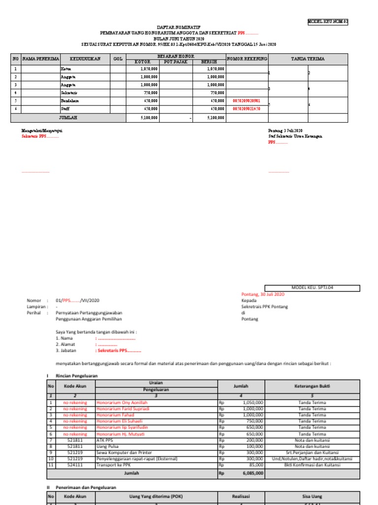 Bku, SPTJ, Nominatif PPS Juni 20 | PDF