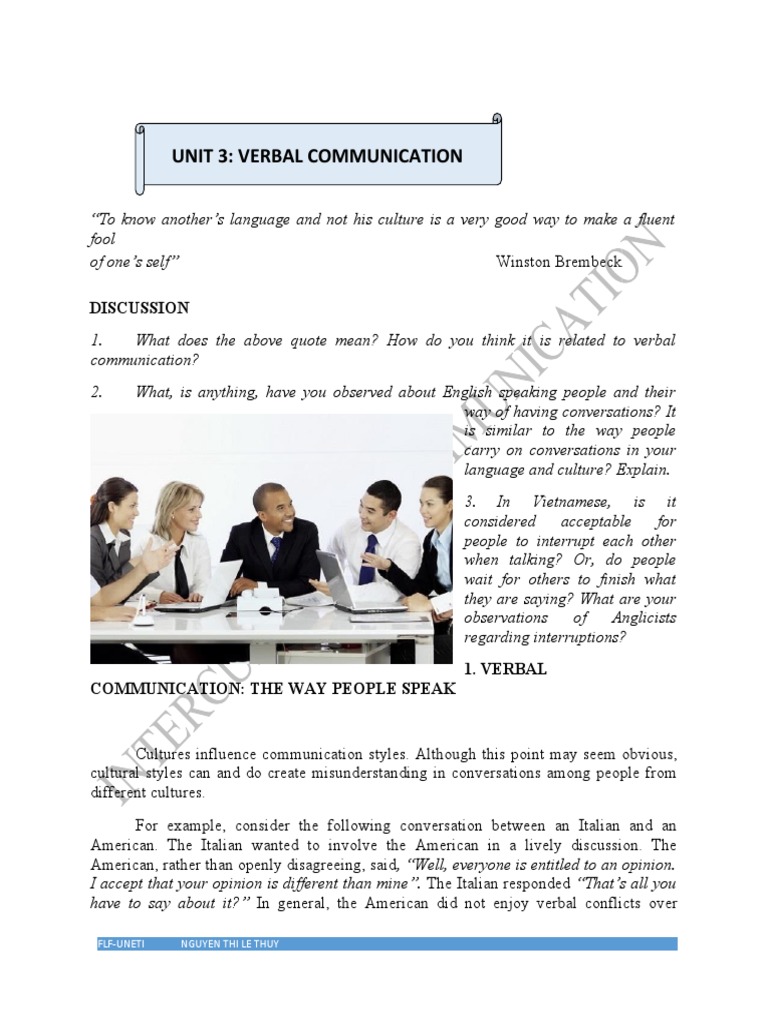 Unit 3 Verbal Communication | PDF | Communication | English As A Second ...