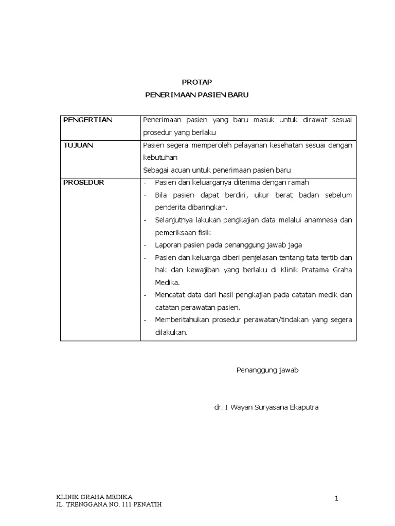 Sop Fix Klinik Pratama Graha Medika | PDF