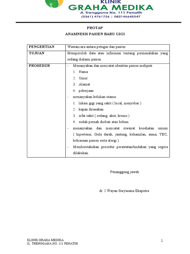 Protap KLINIK PRATAMA GRAHA MEDIKA | PDF