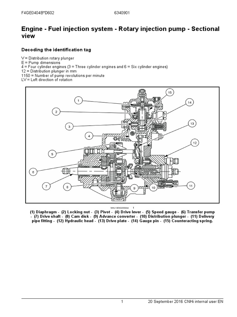 Engine - Fuel Injection System - Rotary Injection Pump - Sectional View ...