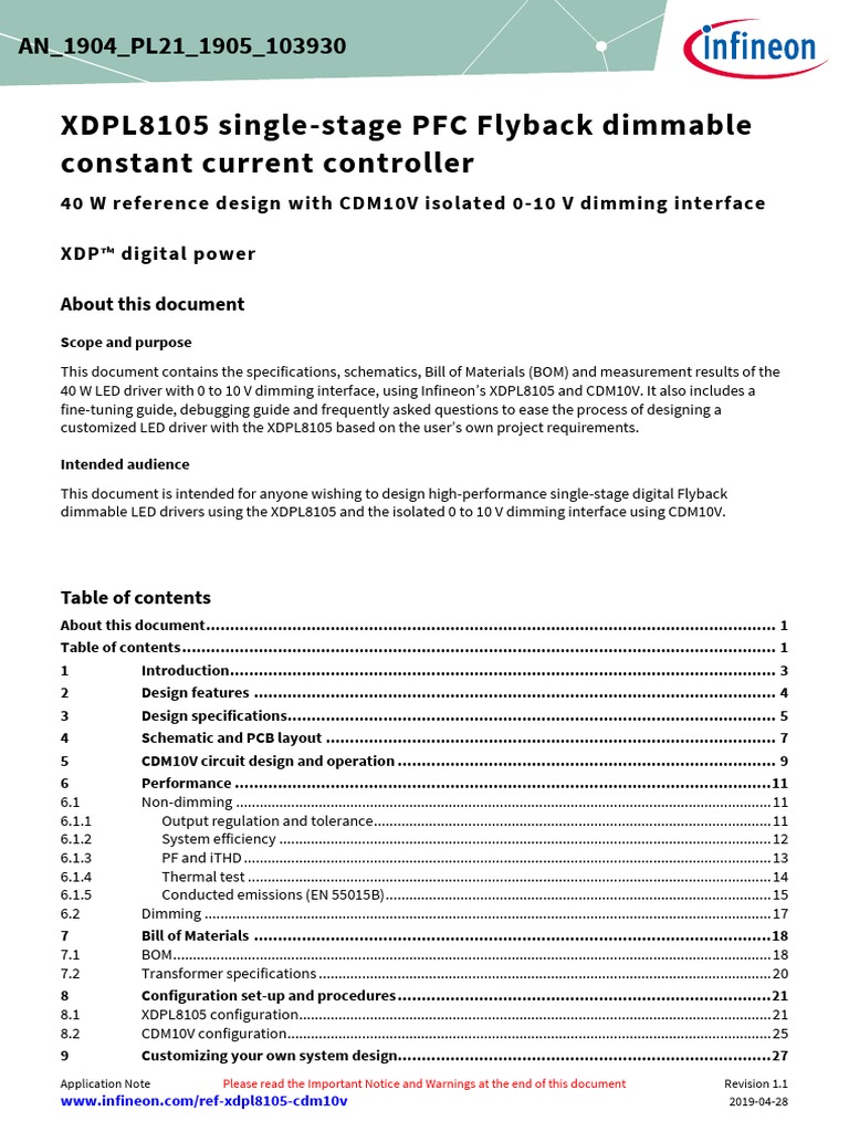 Infineon Applicationnote Referenceboard Ref Xdpl8105 Cdm10v Applicationnotes V02 00 En Pdf