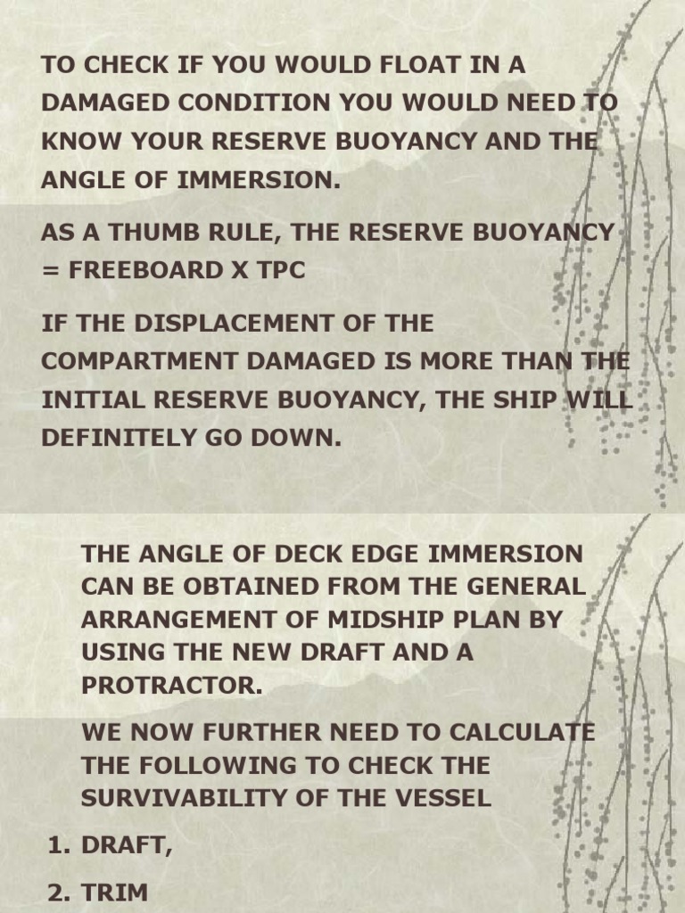 Damage Stability Calculations | PDF