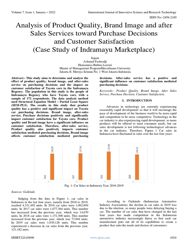 Analysis of Product Quality, Brand Image and After Sales Services Toward Purchase Decisions and ...