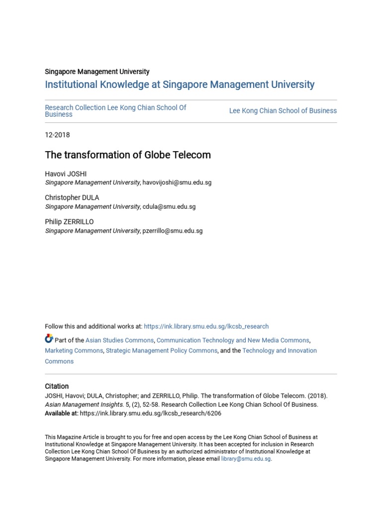 The Transformation of Globe Telecom | PDF | Mobile Phones ...