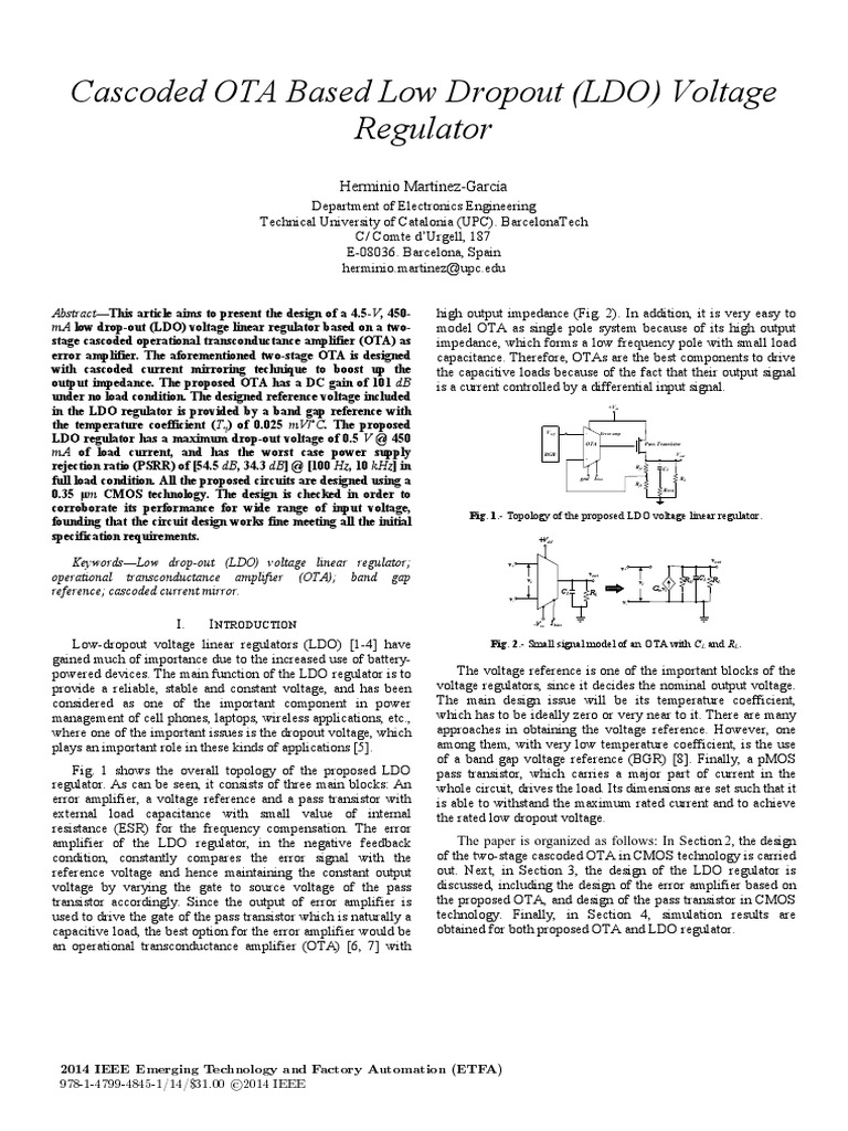IEEE - Cascoded OTA Based LDO | PDF | Amplifier | Electricity
