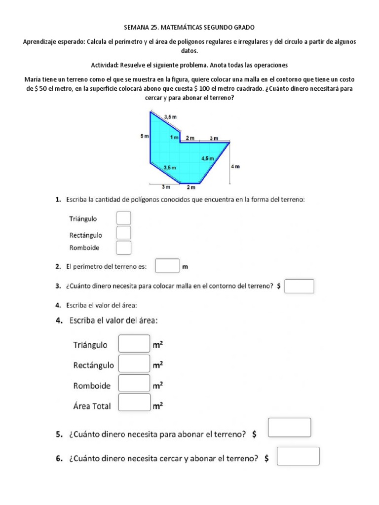 Semana 25. Matemáticas Segundo Grado | PDF