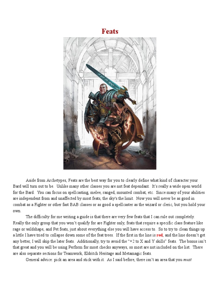 Pathfinder Bard Feats Guide | PDF | Fantasy Role Playing Games ...