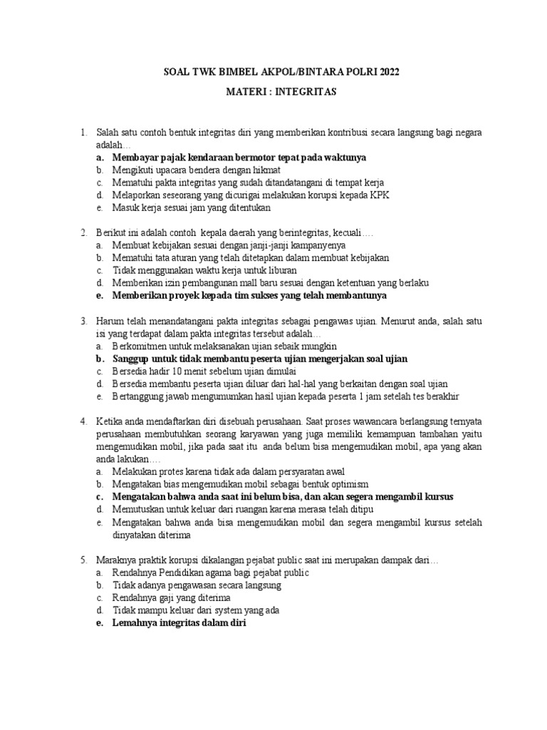 Soal TWK Integritas Polri | PDF