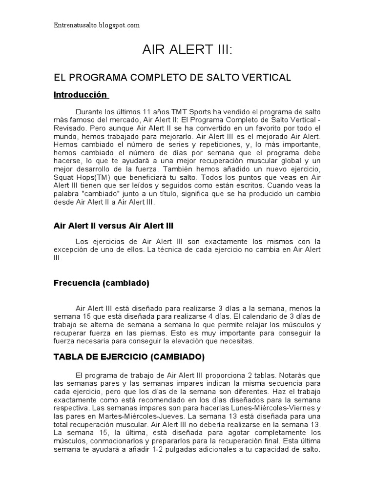 Mejora tu salto con Air Alert III | PDF