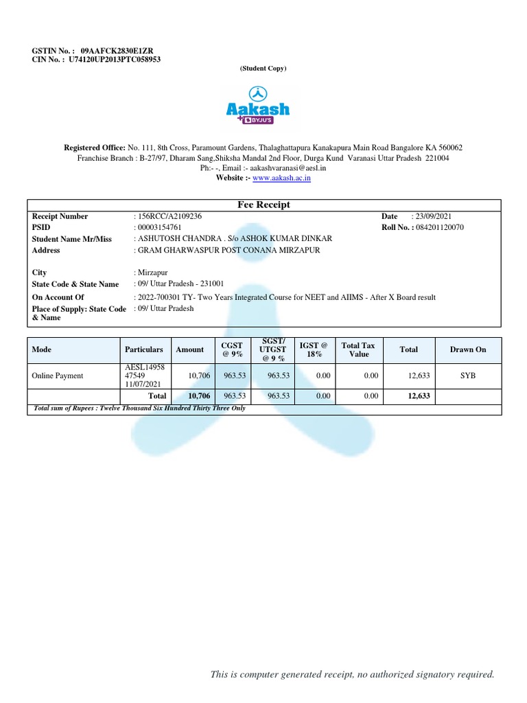Payment Receipt | PDF