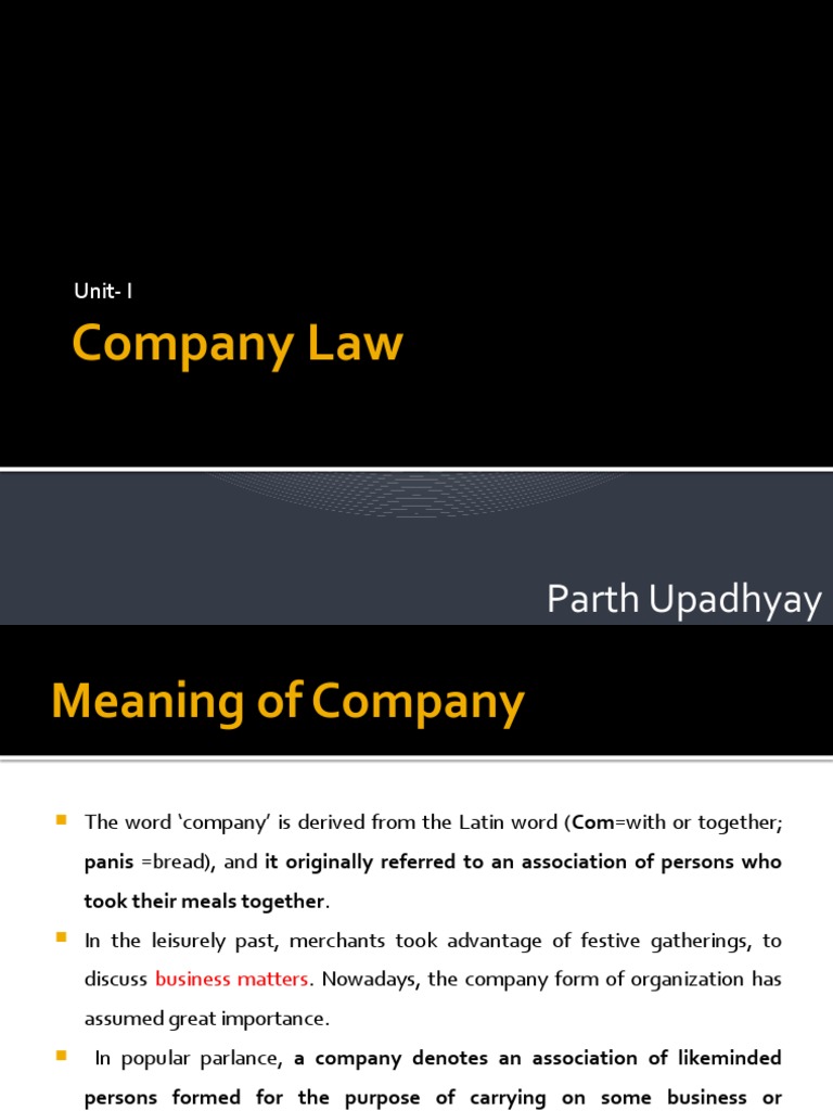 1-Company Law PPT 01 Unit - 1 | PDF | Law | Limited Liability Partnership