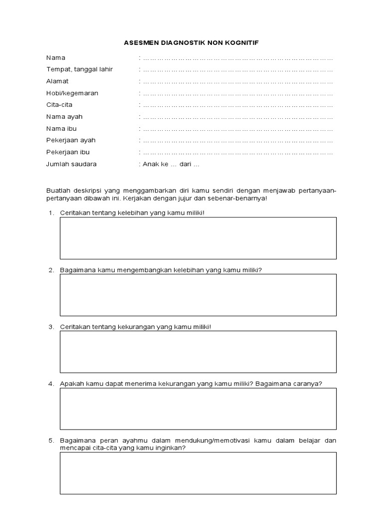 Asesmen Diagnostik Non Kognitif | PDF