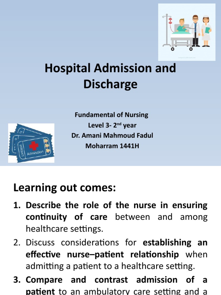 Admission & Discharge Lecture | PDF | Hospital | Patient